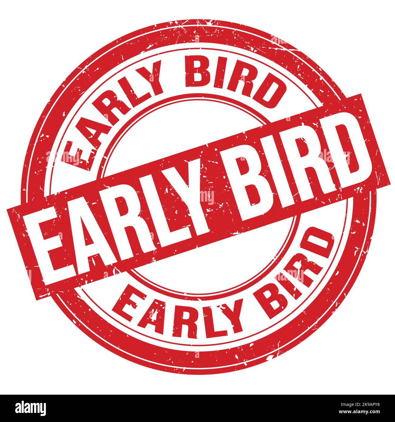 EARLY BIRD text written on red round grungy stamp sign Stock Photo - Alamy