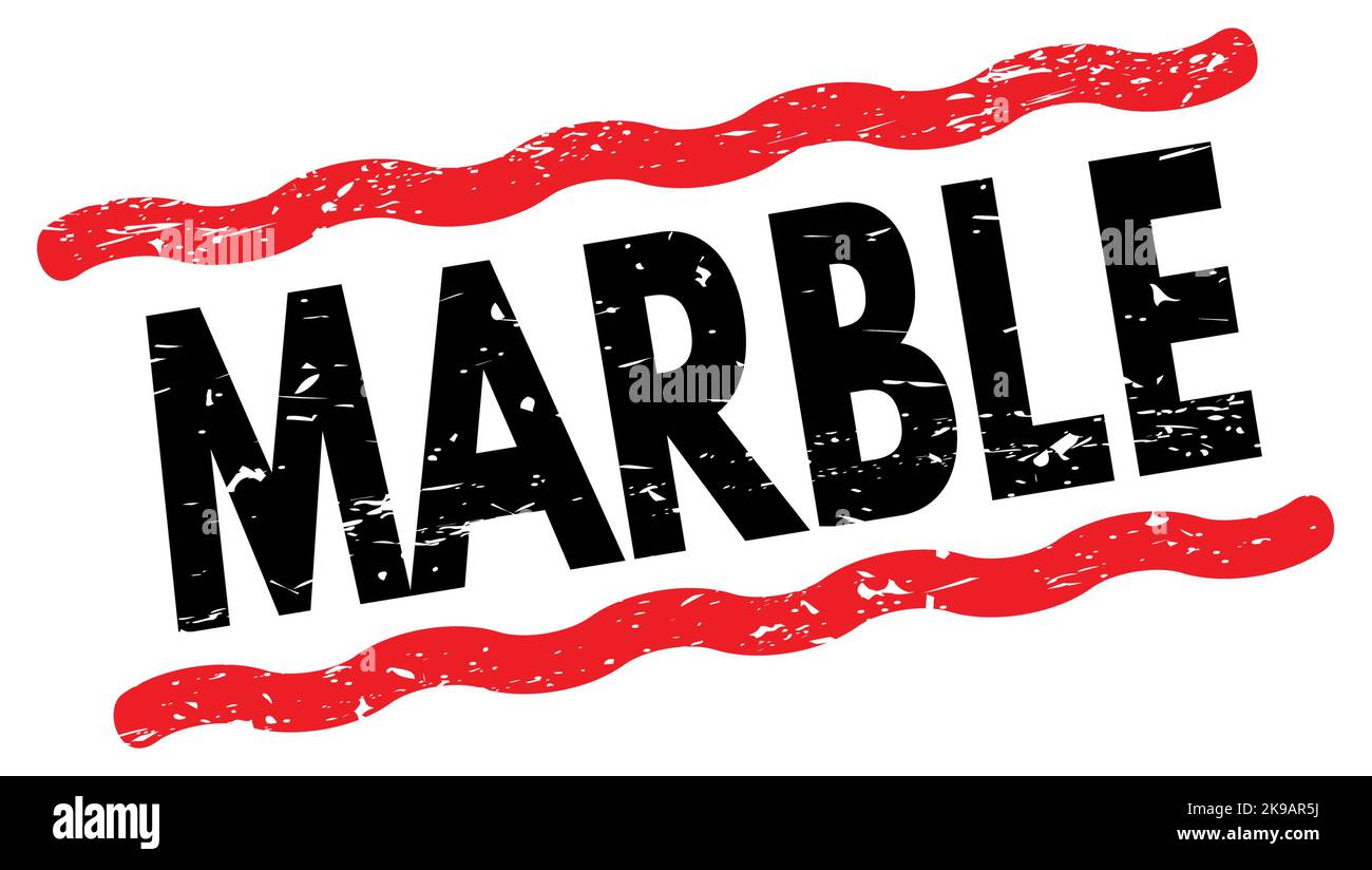 MARBLE text written on red-black lines stamp sign Stock Photo - Alamy
