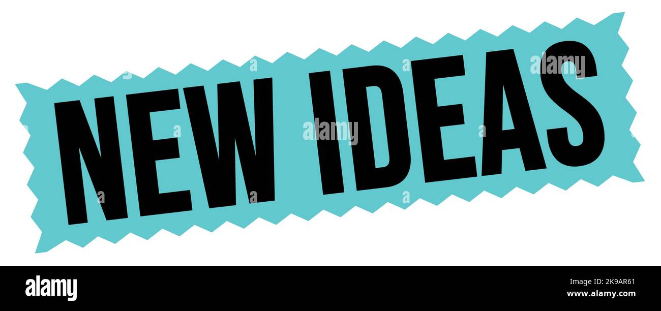 NEW IDEAS text written on blue-black zig-zag stamp sign Stock Photo - Alamy
