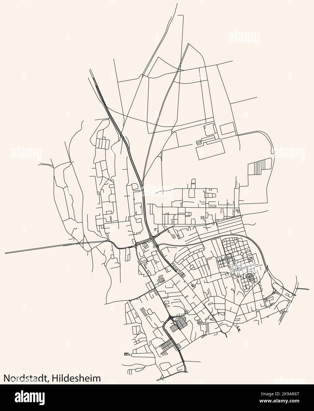 Street roads map of the NORDSTADT MUNICIPALITY, HILDESHEIM Stock Vector ...