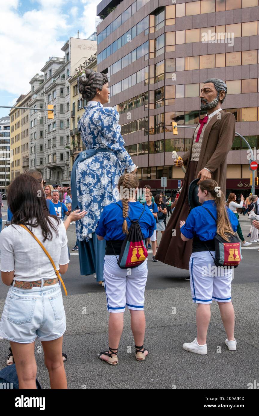 Barcelona, Catalonia, Spain - September 26, 2022: Traditional parade of ...