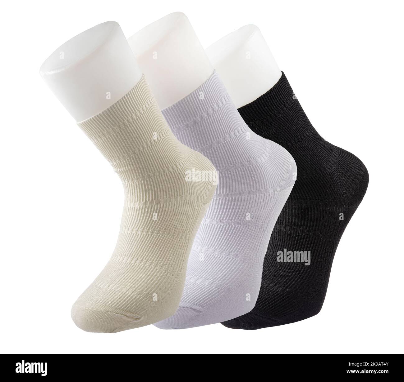 Multicolored socks set in different designs, Knitted knee high socks ...