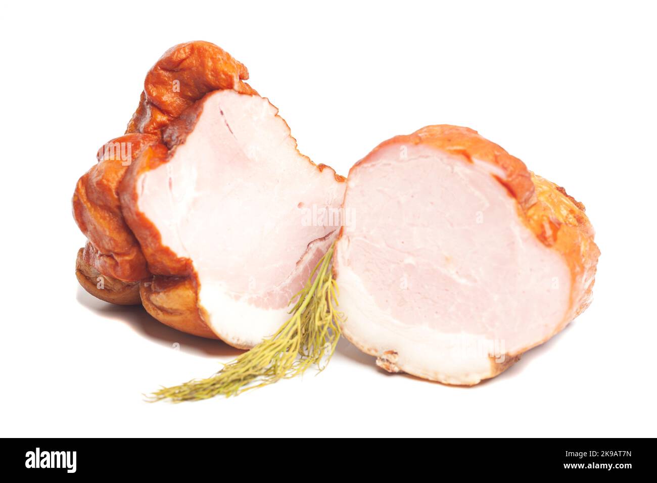 Natural smoked ham isolated on white Stock Photo - Alamy