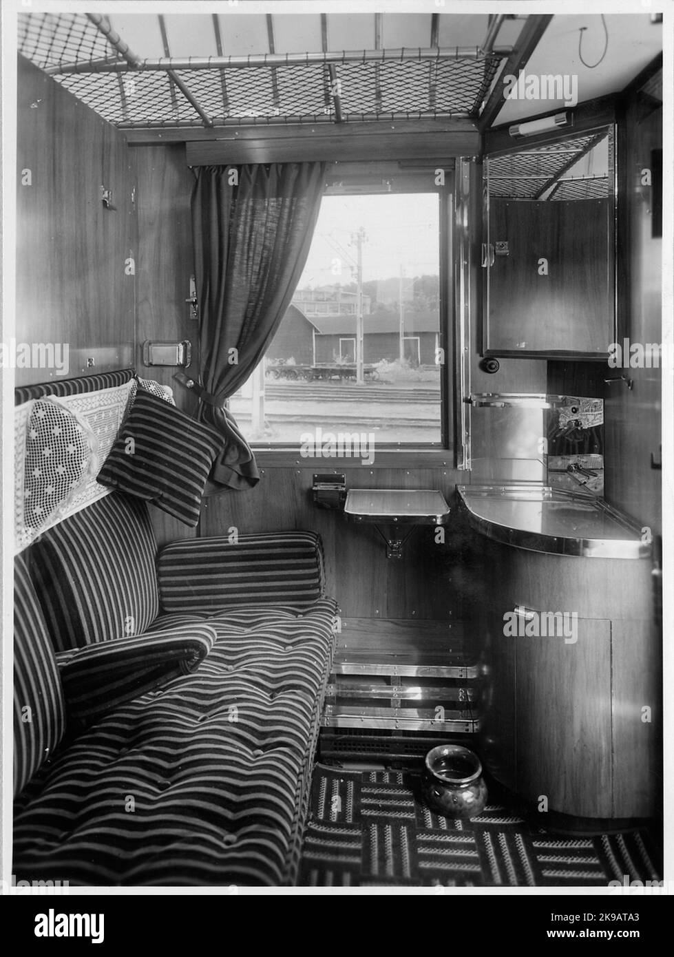 Interior of 2nd class sleeping compartment. State Railways, SJ Abo2c ...