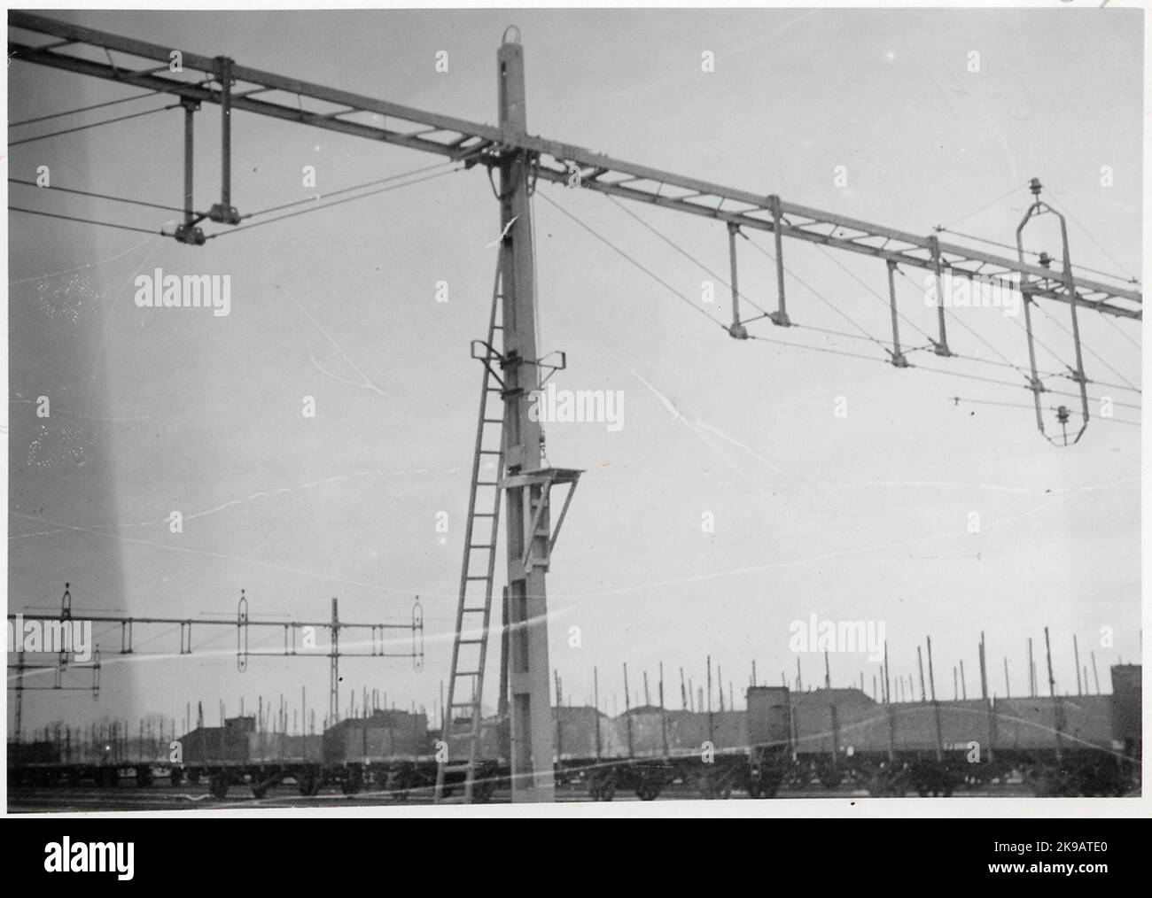 Electrical work and contact line bridge at Bangården Stock Photo - Alamy