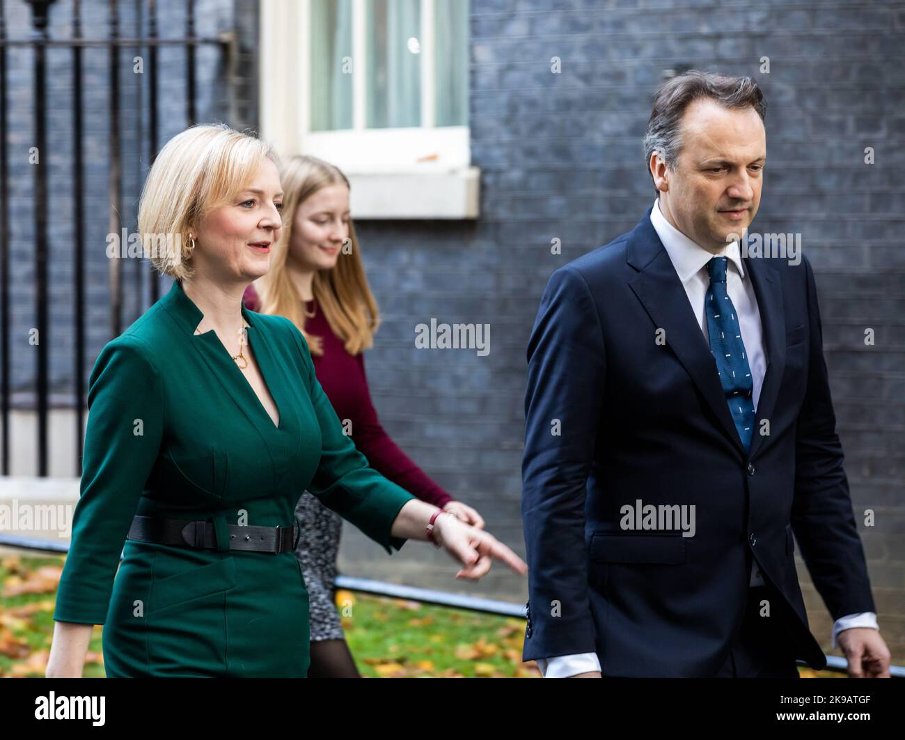 Prime Minister Liz Truss walks with her family as she departs 10 ...