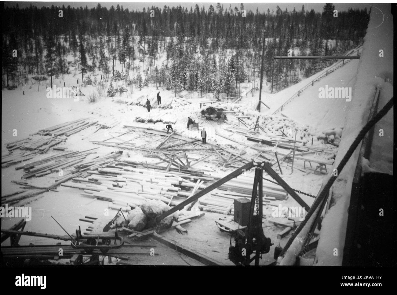 Image from the construction of a new bridge over the Byske River at ...