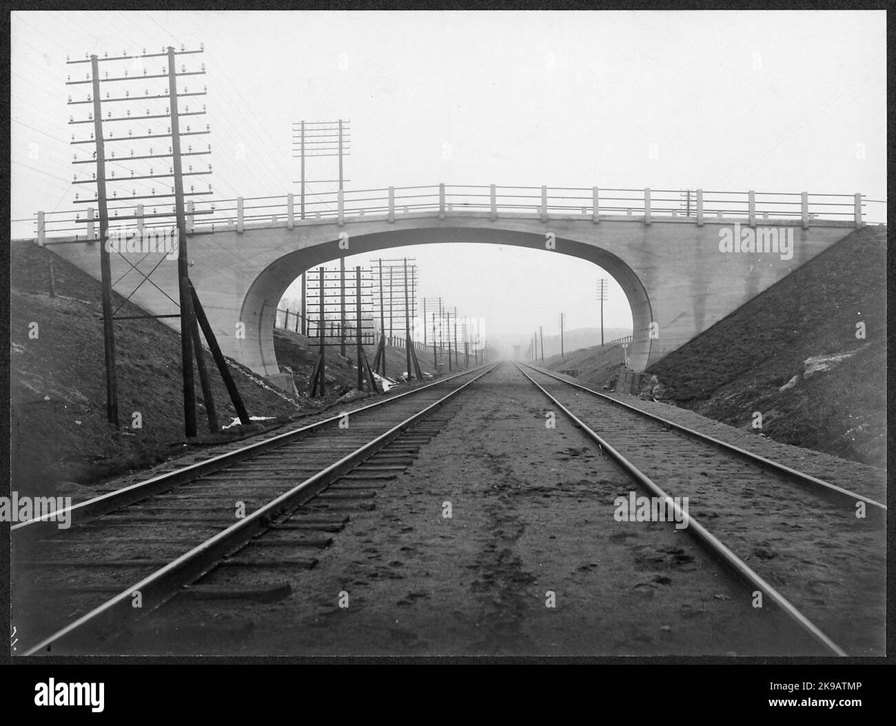 Double track railway bridge Black and White Stock Photos & Images - Alamy