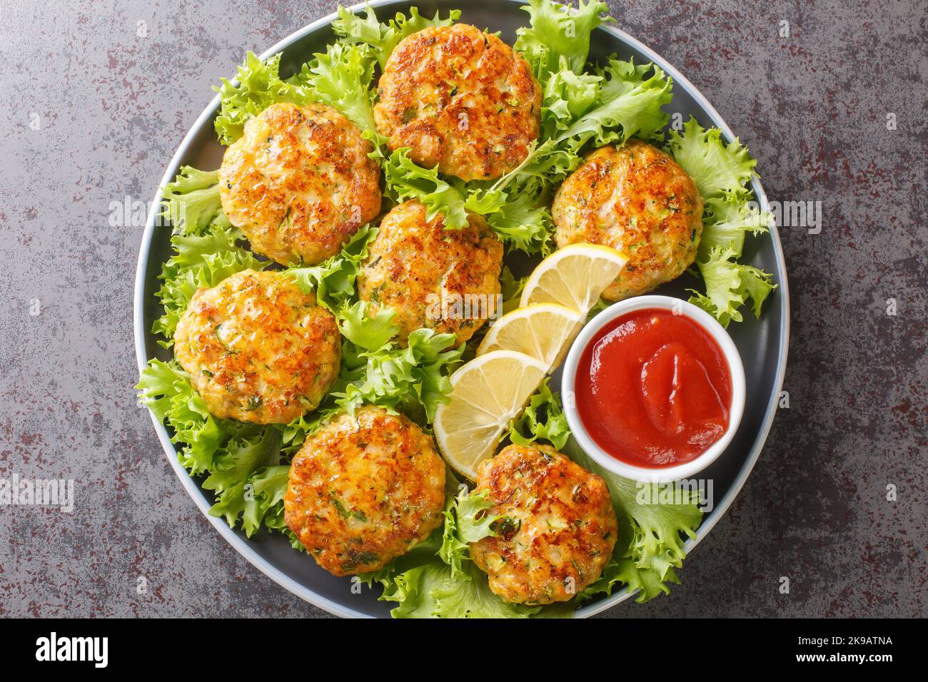 Healthy home food for dieting juicy delicious fried chicken patties ...