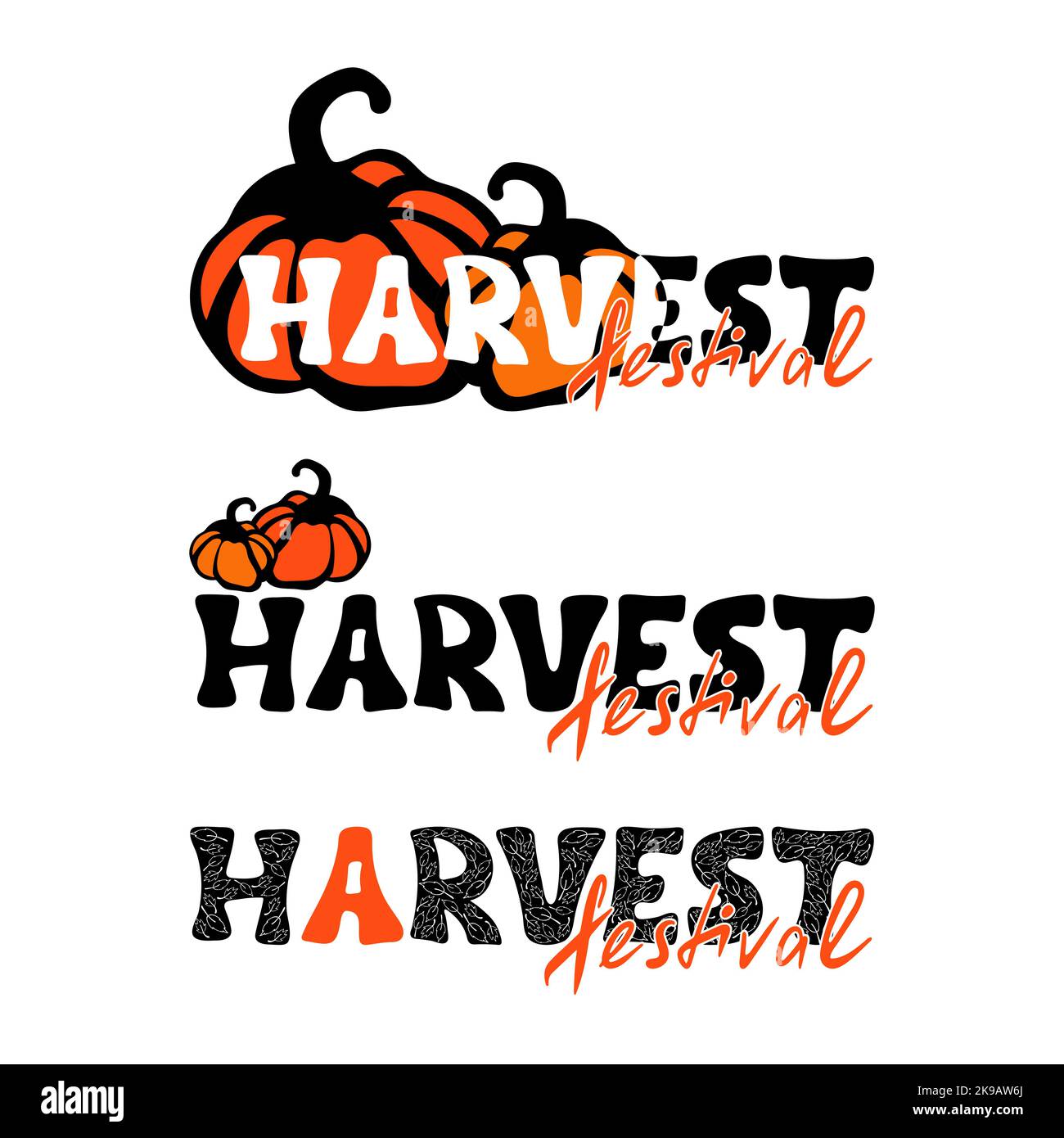 Harvest festival lettering set. Isolated on white bachground Stock ...
