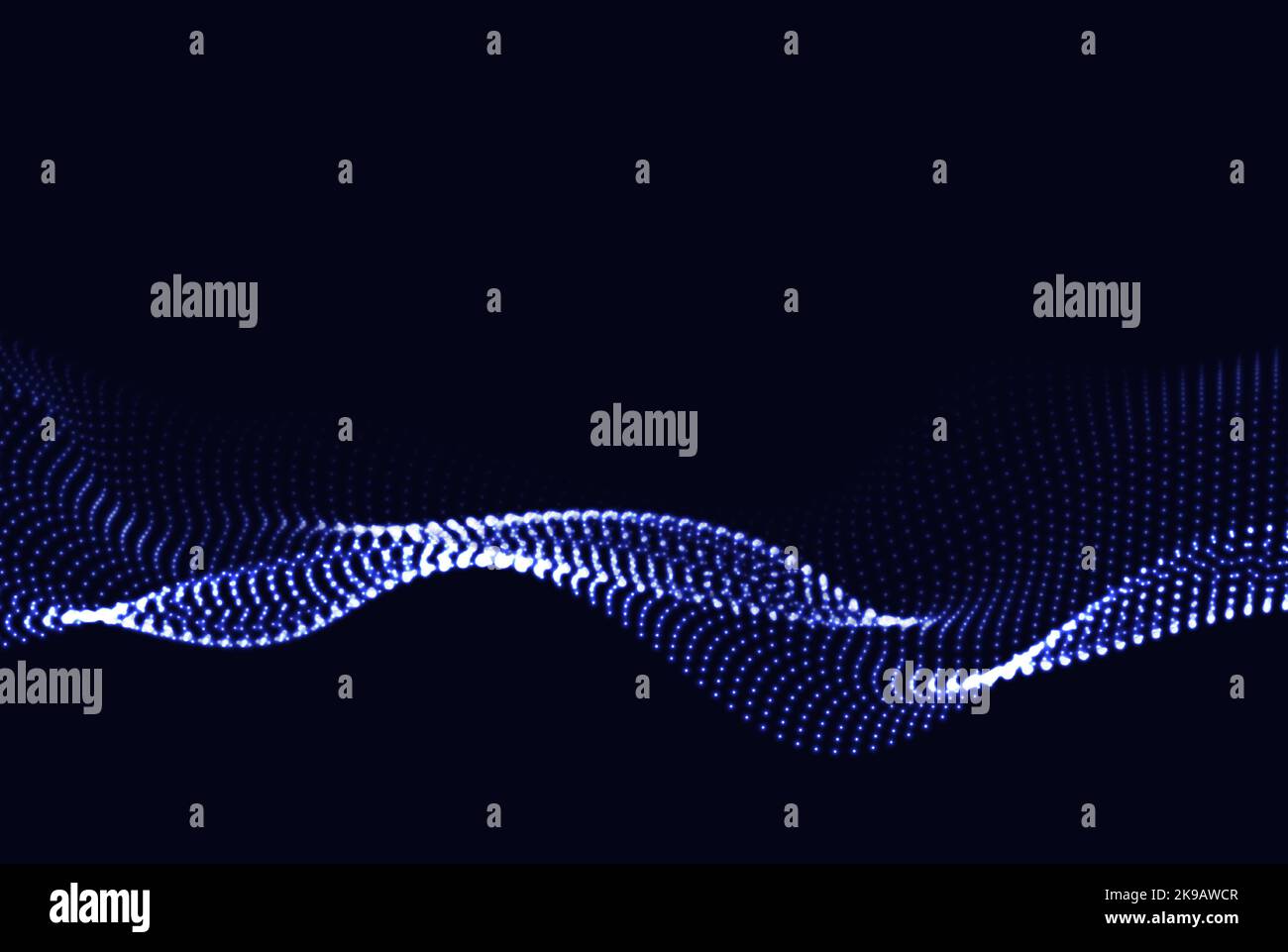Wave of dynamic particles flows through the darkness. Dotted curves ...