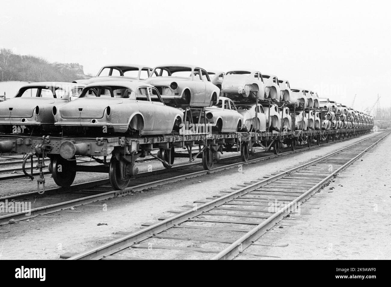 Carriage loads with Volvo bodies Stock Photo - Alamy