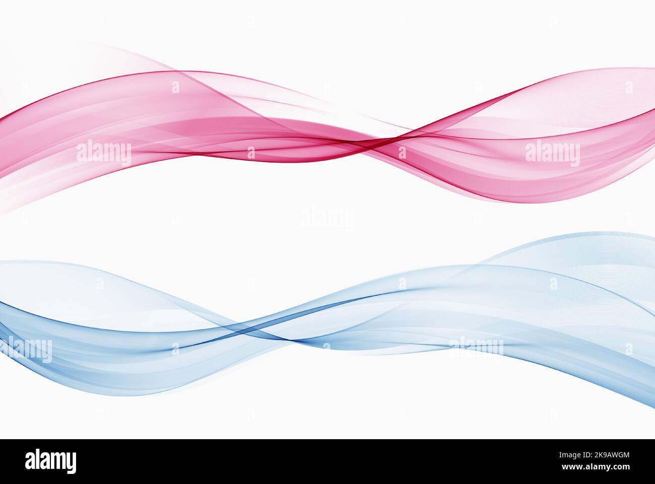 Set of smooth wavy lines Transparent waves in blue and pink color Stock ...