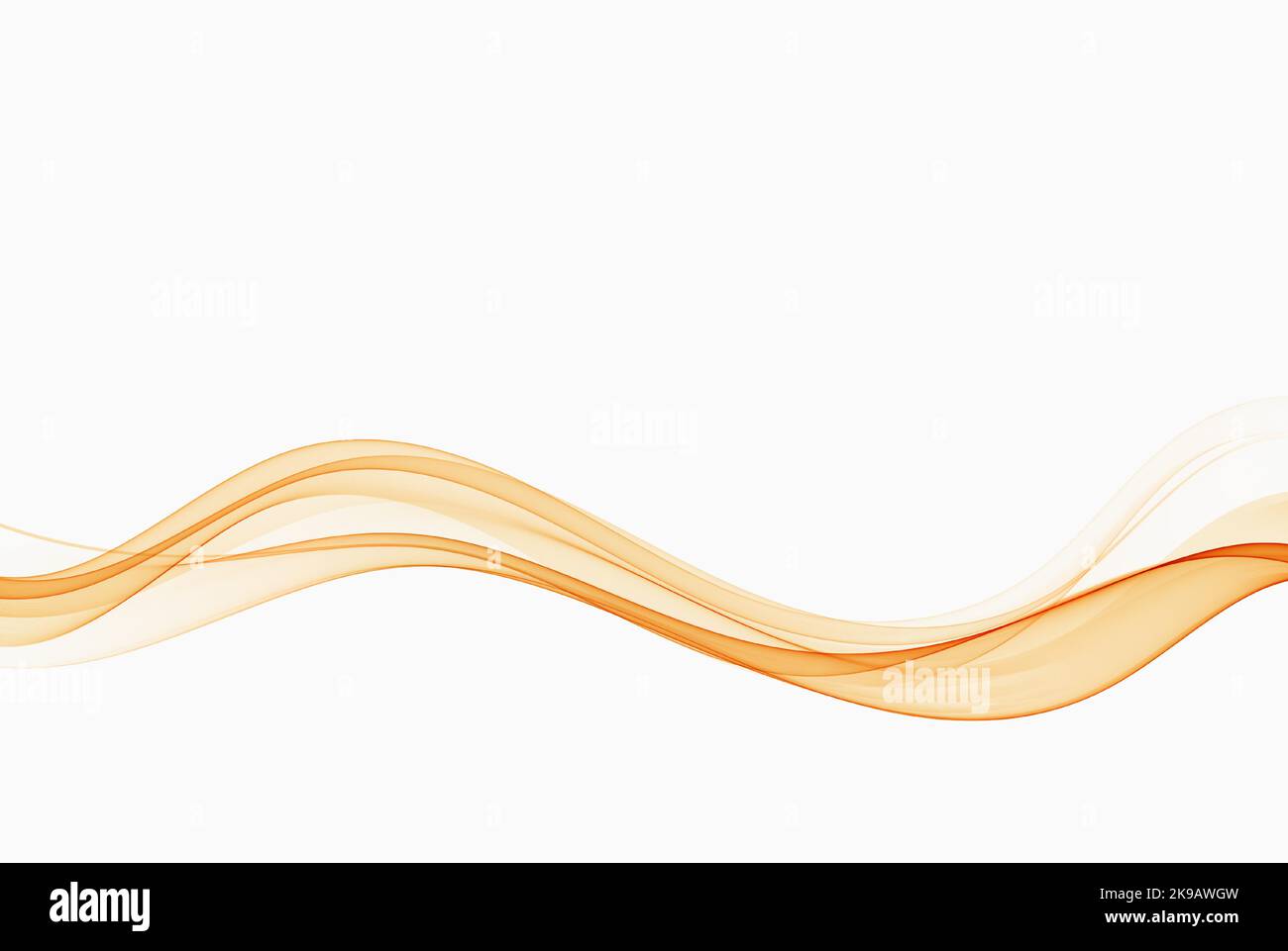 Modern decorative wave, transparent flow of wavy lines in orange ...