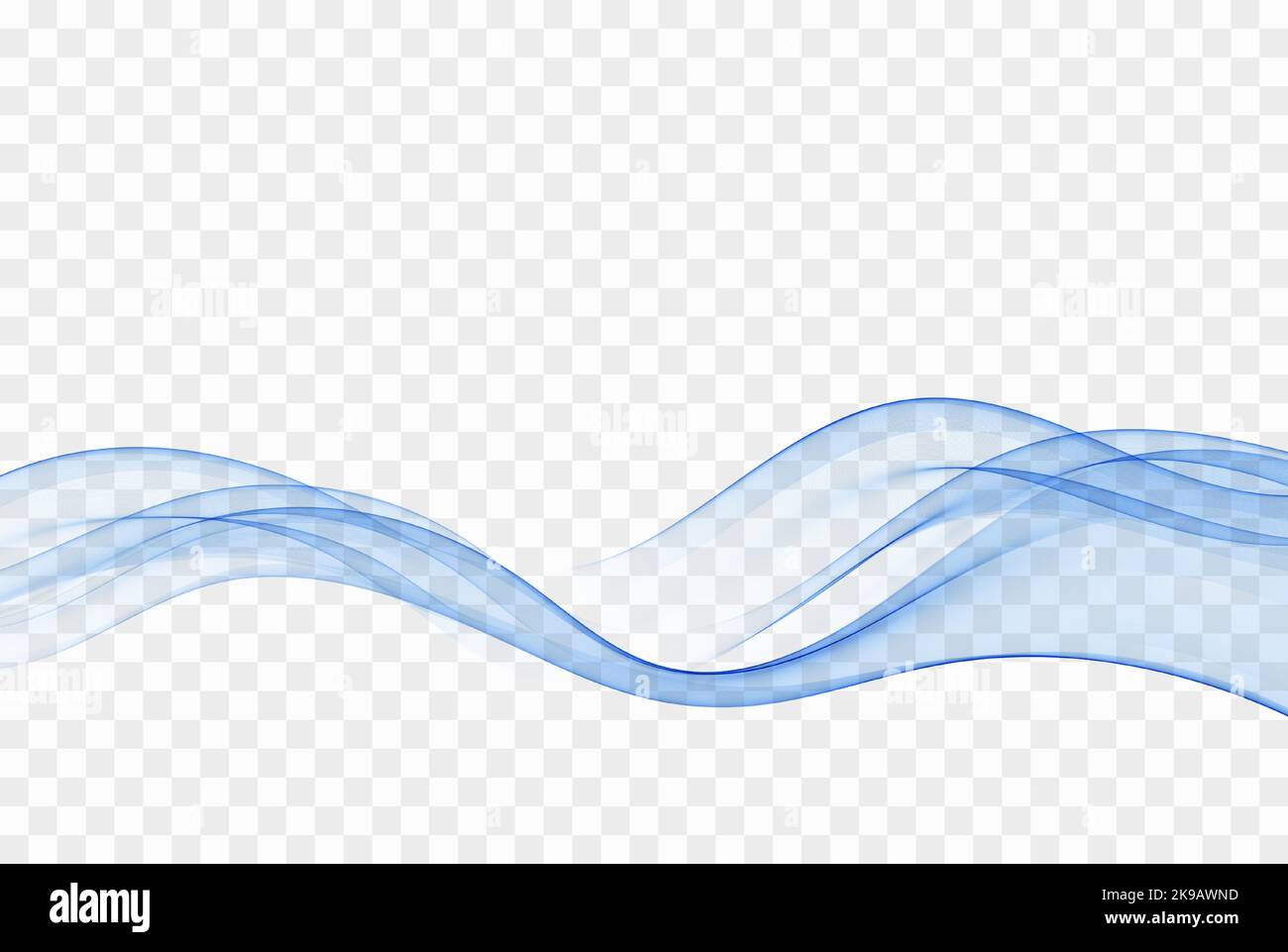 Abstract blue wave background, transparent wavy lines.Wave of blue ...
