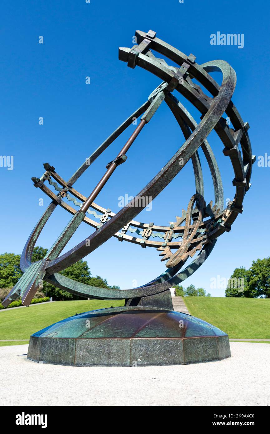 Close-up of the sundial created by Gustav Vigeland. Vigeland Sculpture ...