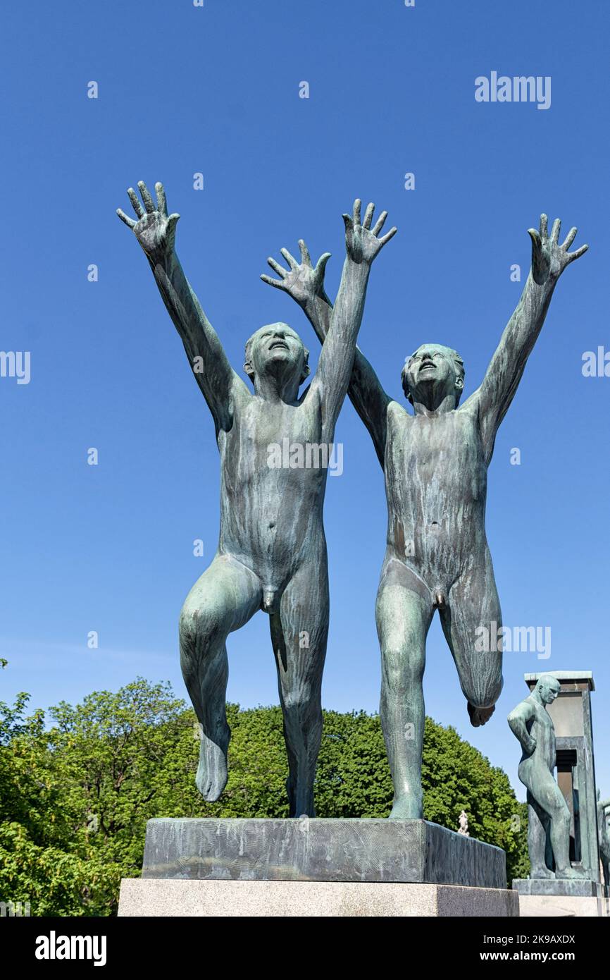 Two running boys, bronze sculptures on the Bridge of Vigeland Sculpture ...