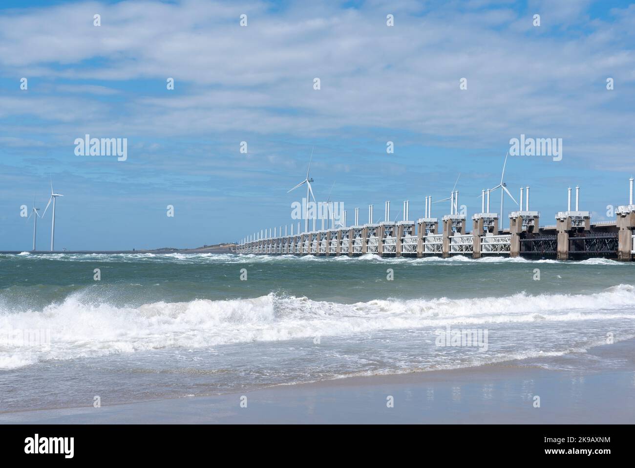 Oosterschelde barrage with Banjaard Beach, Kamperland, Zeeland ...