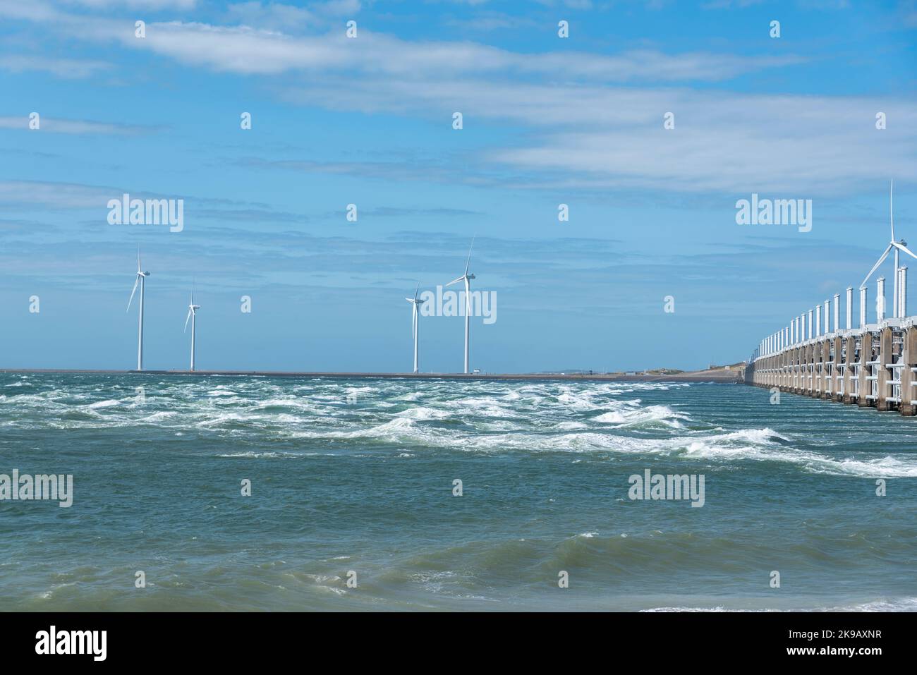 Oosterschelde barrage with Banjaard Beach, Kamperland, Zeeland ...