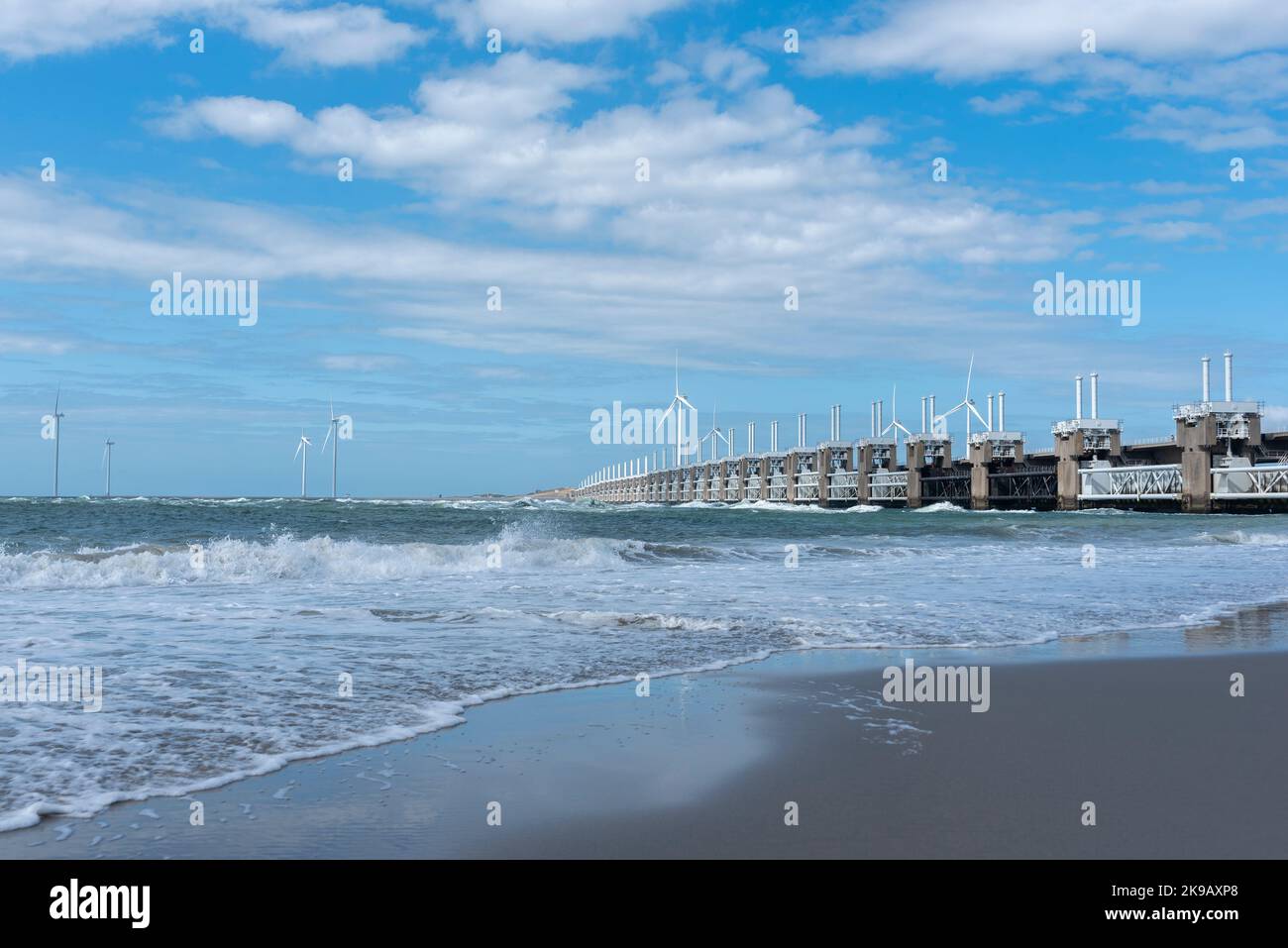 Oosterschelde barrage with Banjaard Beach, Kamperland, Zeeland ...