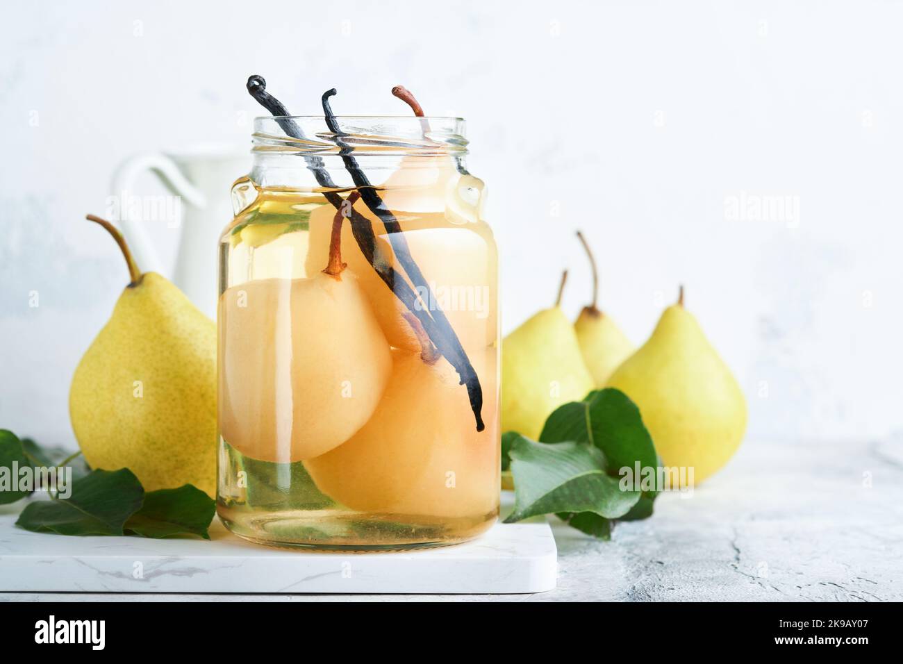 Canned pear compote with vanillin. Pear compote. Homemade delicious ...