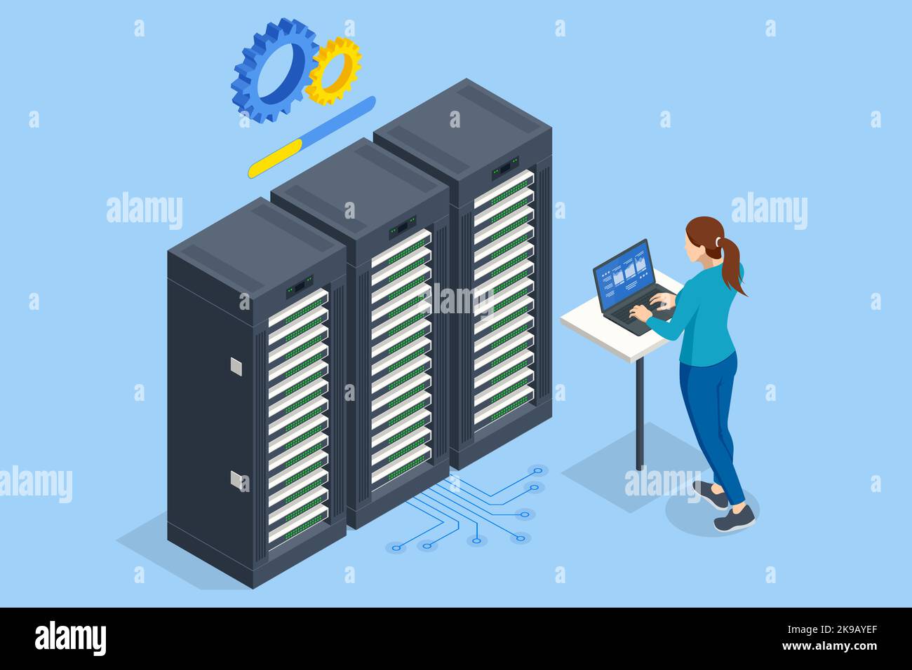 Isometric Data Center Equipment . Modern Telecommunications, Artificial Intelligence ...