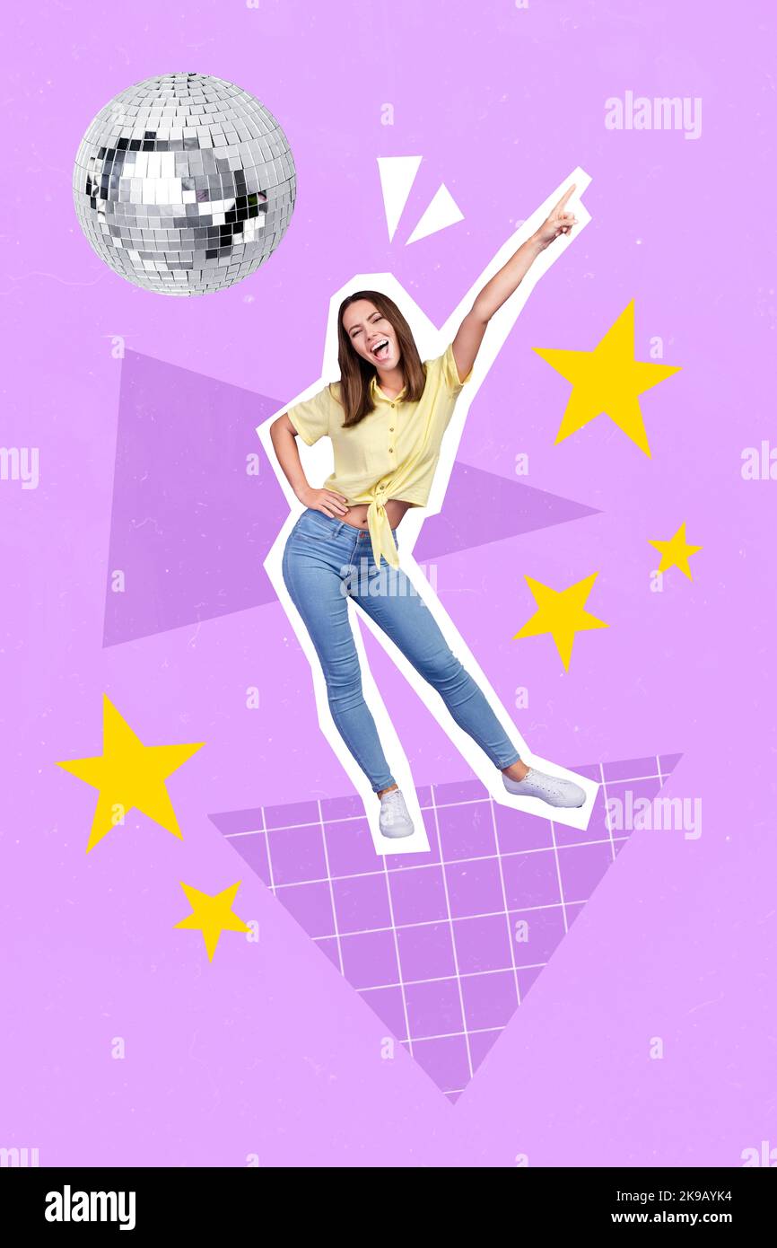 Vertical Creative Photo Collage Illustration Of Funny Funky Cheerful