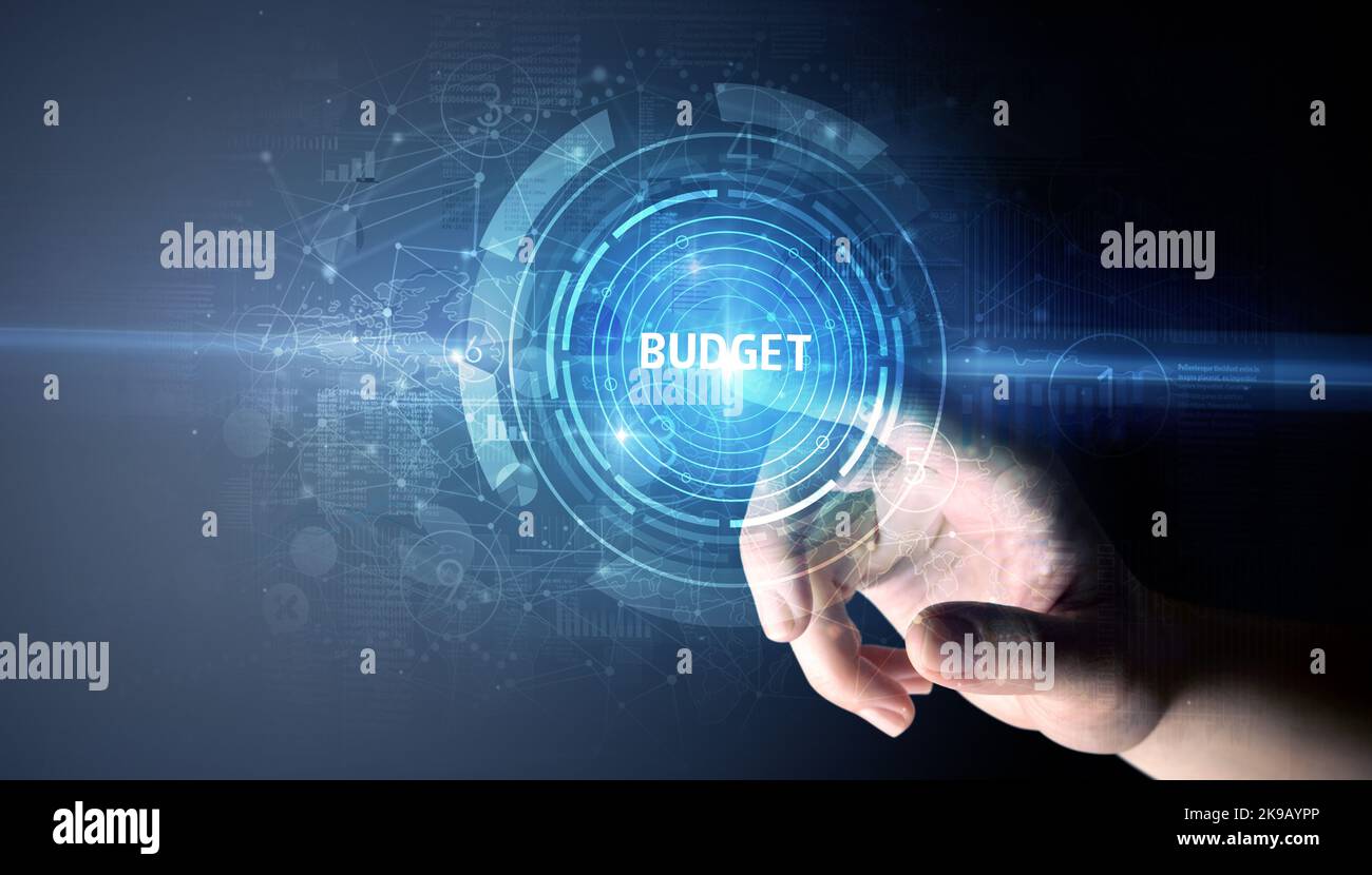 Hand touching business concept button Stock Photo - Alamy