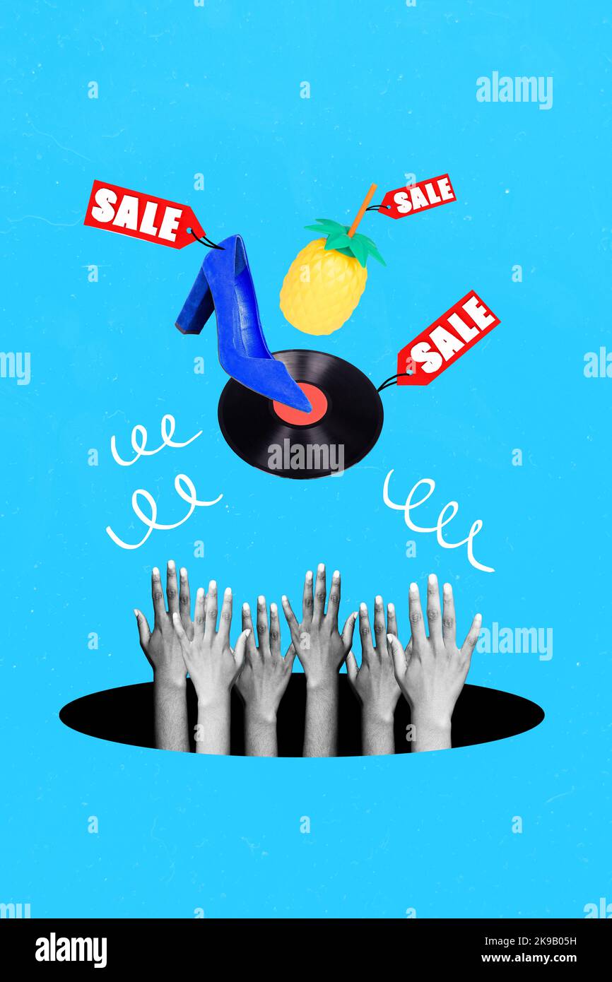 Vertical creative photo collage illustration of hands reach out season ...