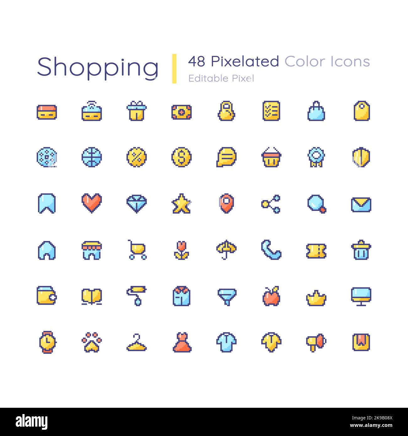Shopping editable pixel color ui icons set Stock Vector Image & Art - Alamy