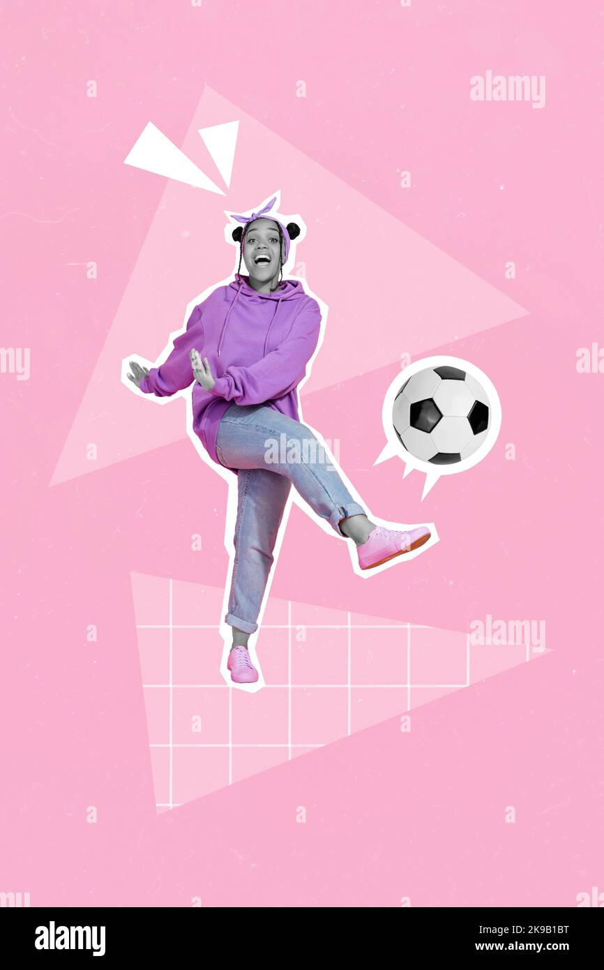 Vertical creative photo collage illustration of funny carefree positive ...