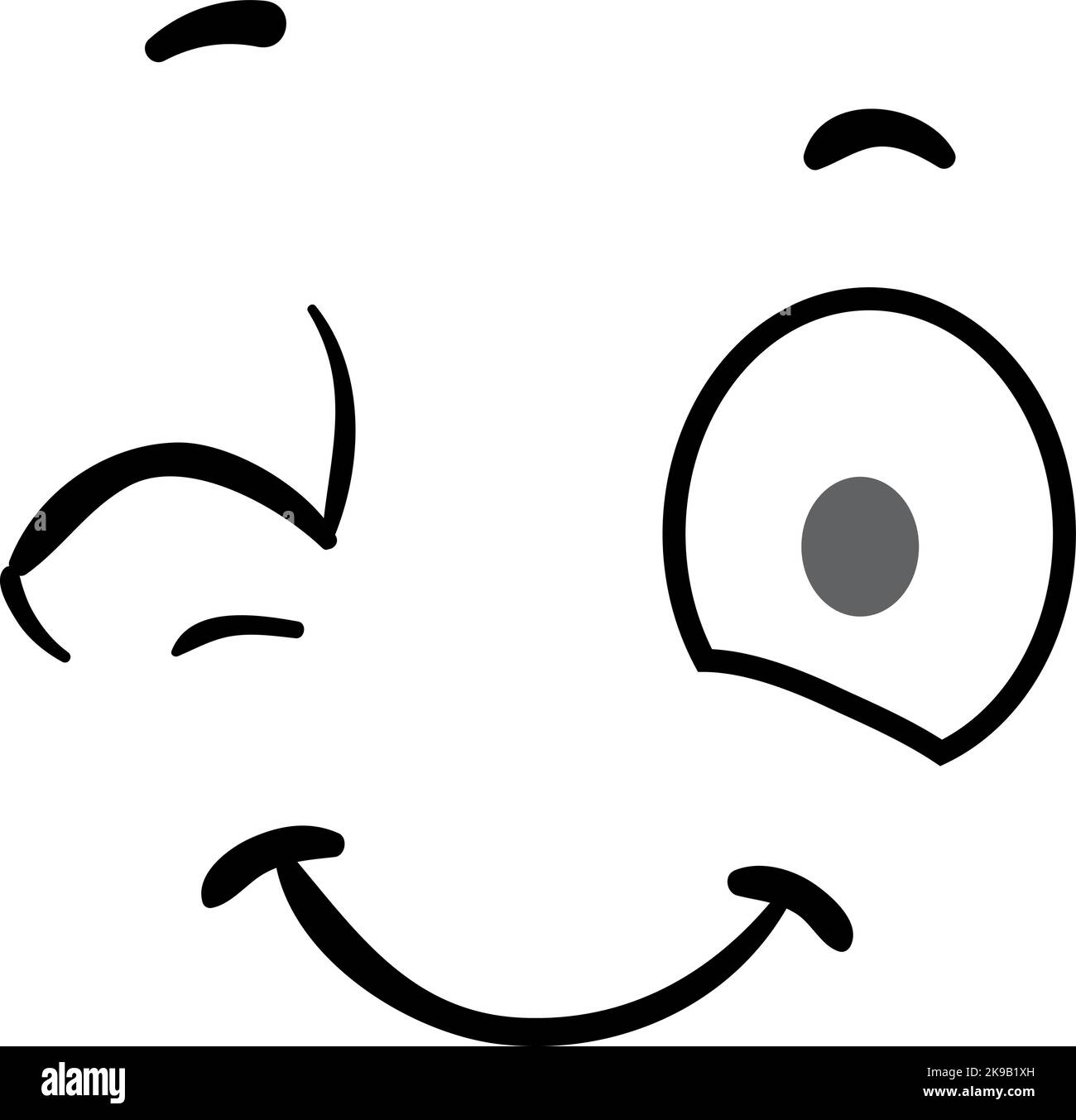 Smiley emoticon facial expression wink Black and White Stock Photos ...