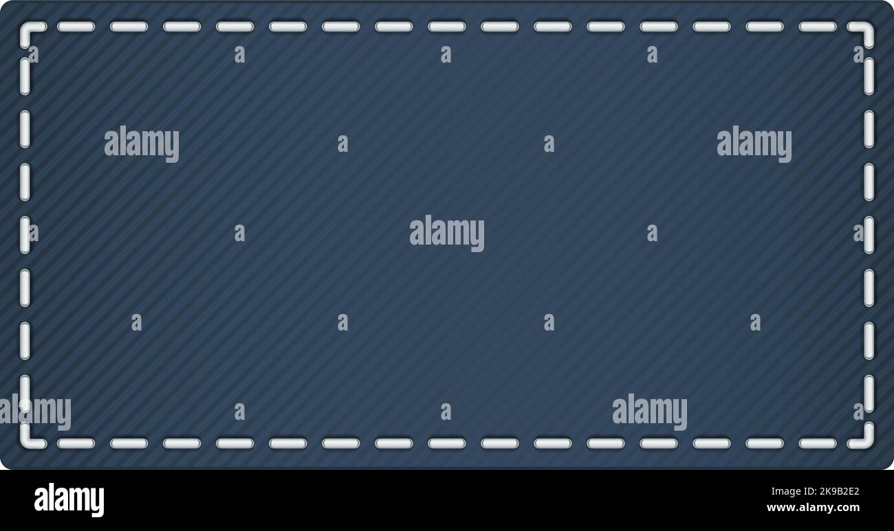 Fabric patch mockup. Realistic cloth with thread stitches Stock Vector ...