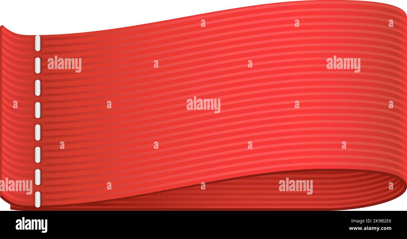 Realistic stitch on red textile ribbon. Fabric texture mockup Stock ...