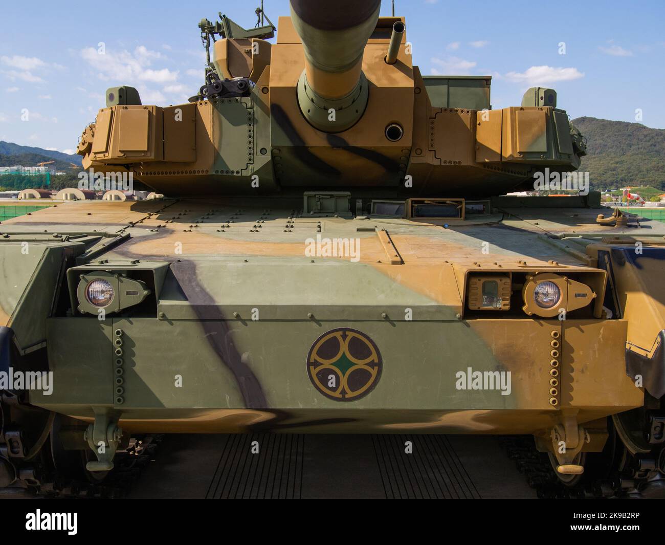 Seongnam, South Korea- Oct.15.2019: South Korean K2 120mm MBT (Main Battle Tank) in ADEX 2019 ...