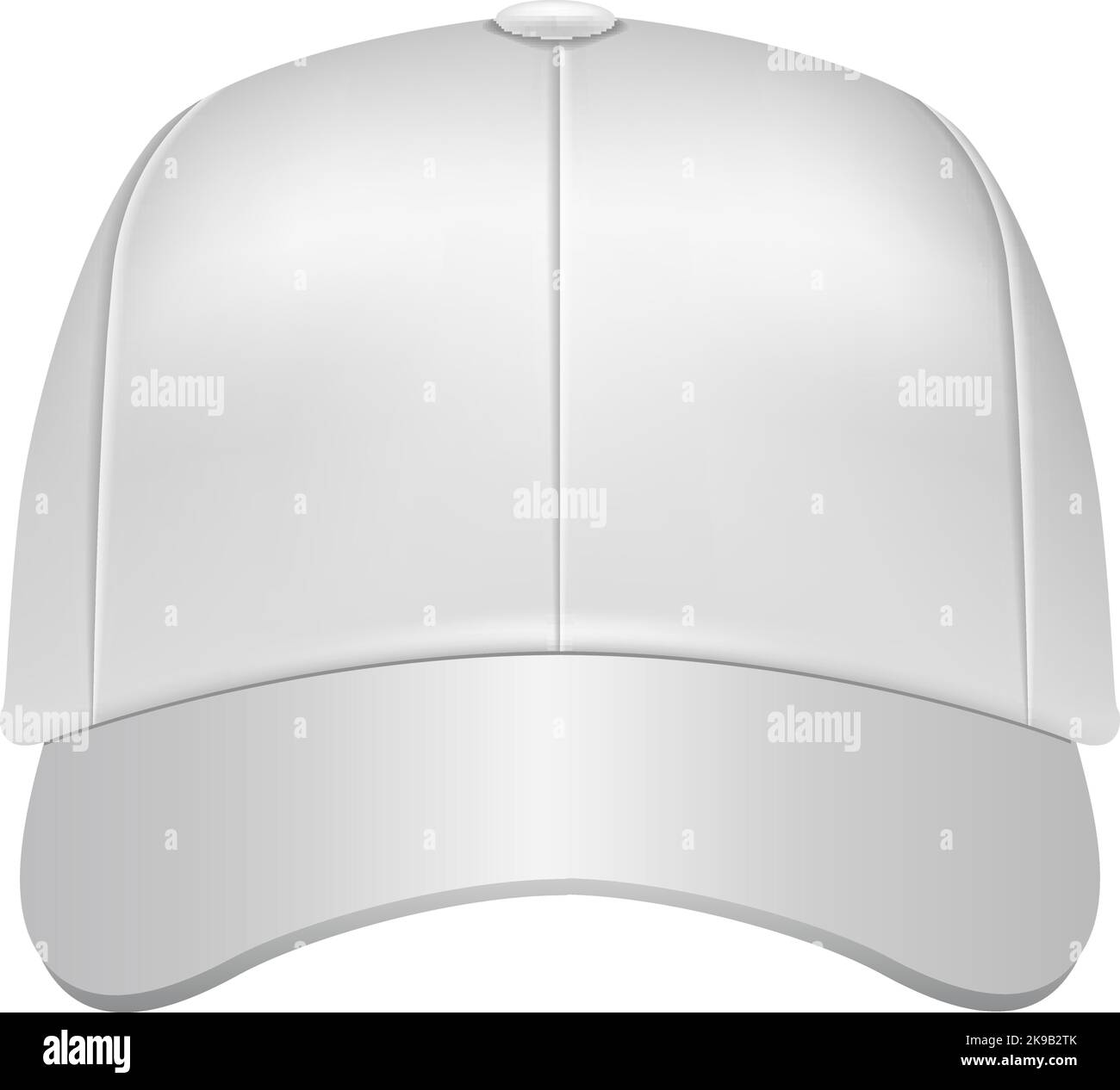 Baseball cap front view. Realistic white mockup Stock Vector Image ...