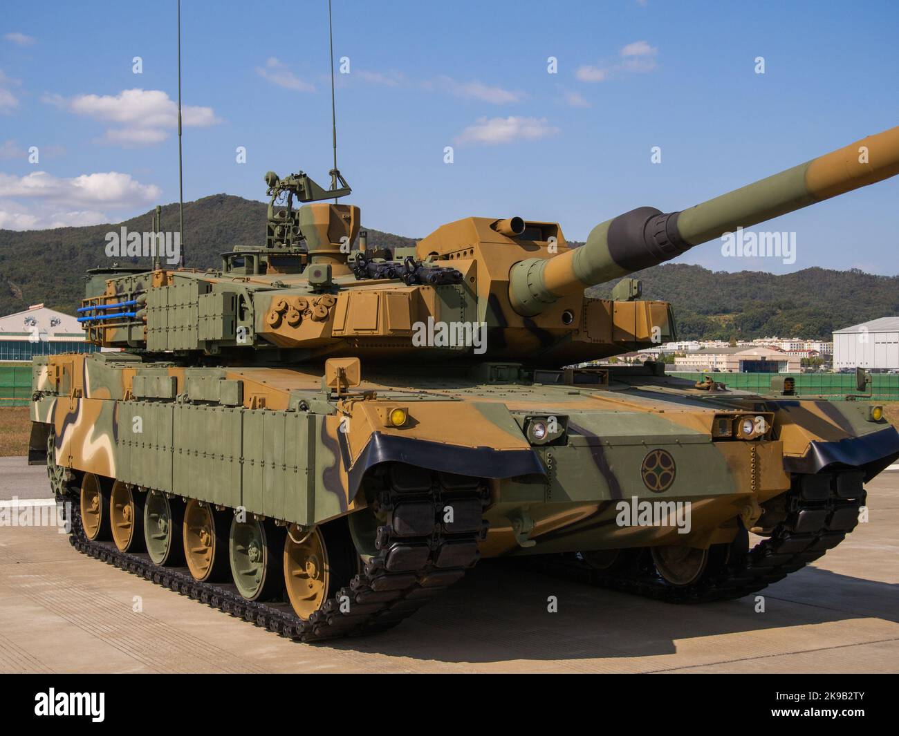 Seongnam, South Korea- Oct.15.2019: South Korean K2 120mm MBT (Main Battle Tank) in ADEX 2019 ...