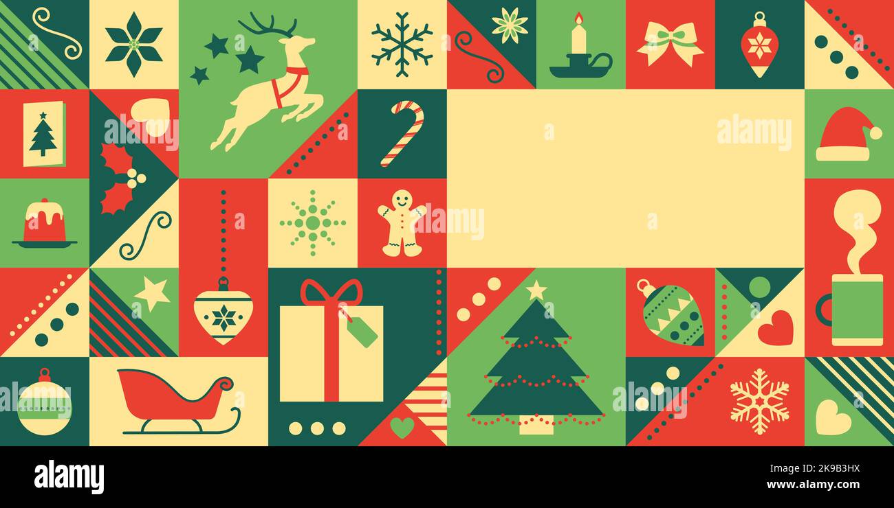 Christmas banner with abstract festive icons and copy space Stock ...