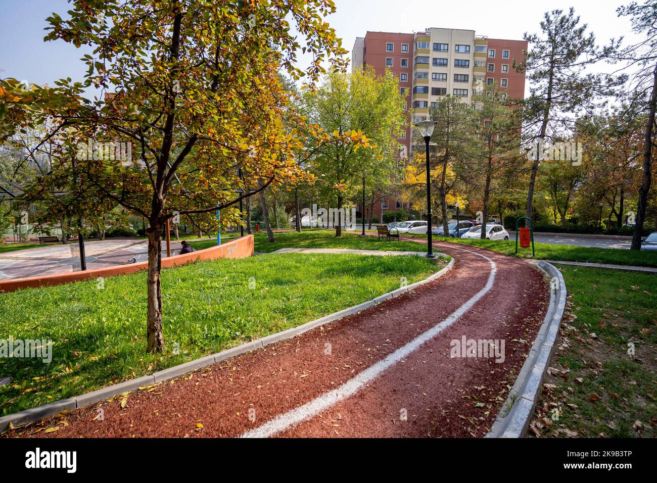 Park and walking path Stock Photo - Alamy
