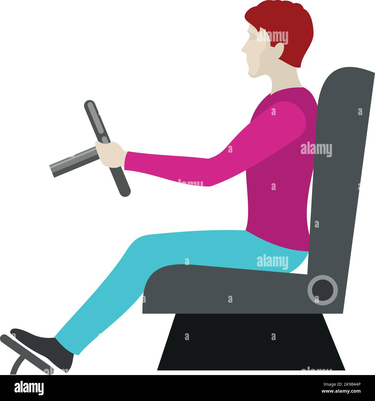 Driver icon. Man sit in car chair and hold steering wheel Stock Vector ...