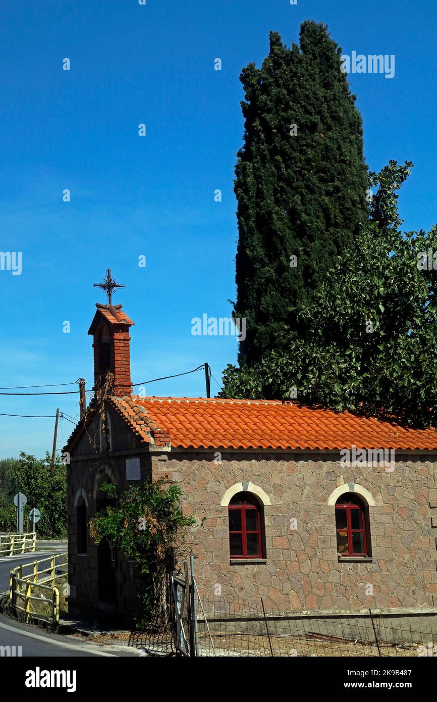 Small church just outside Molyvos (Mithymna) town. scenes,Lesbos island ...