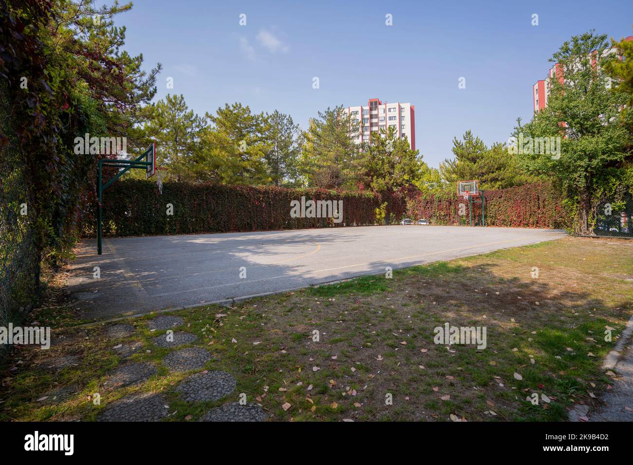 Basketball court in autumn Stock Photo - Alamy