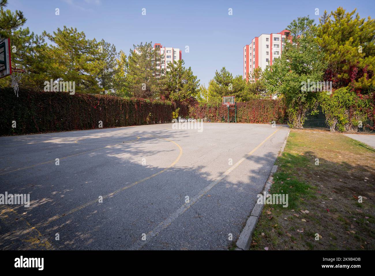 Basketball court in autumn Stock Photo - Alamy