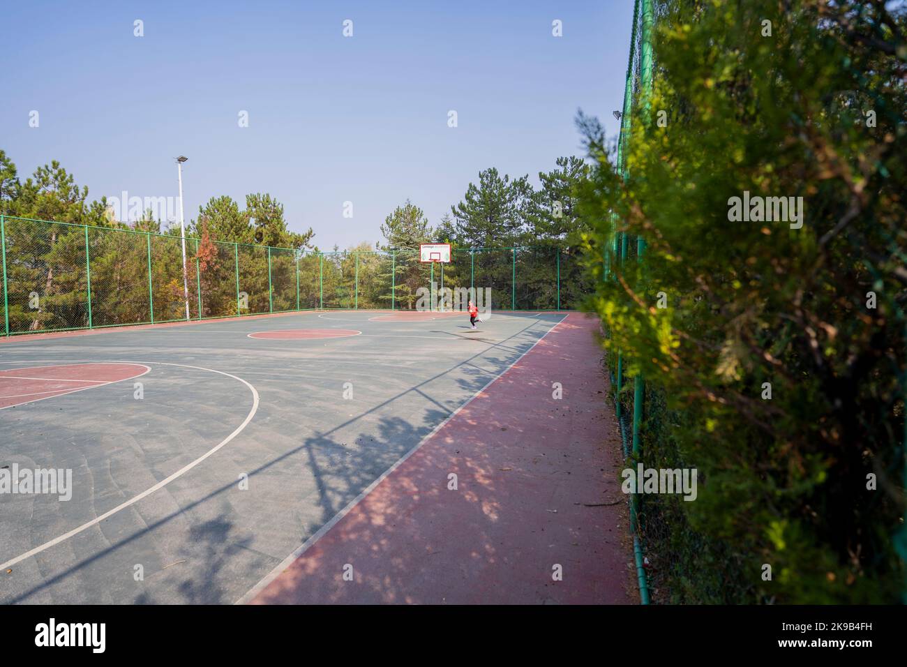 Basketball court in autumn Stock Photo - Alamy