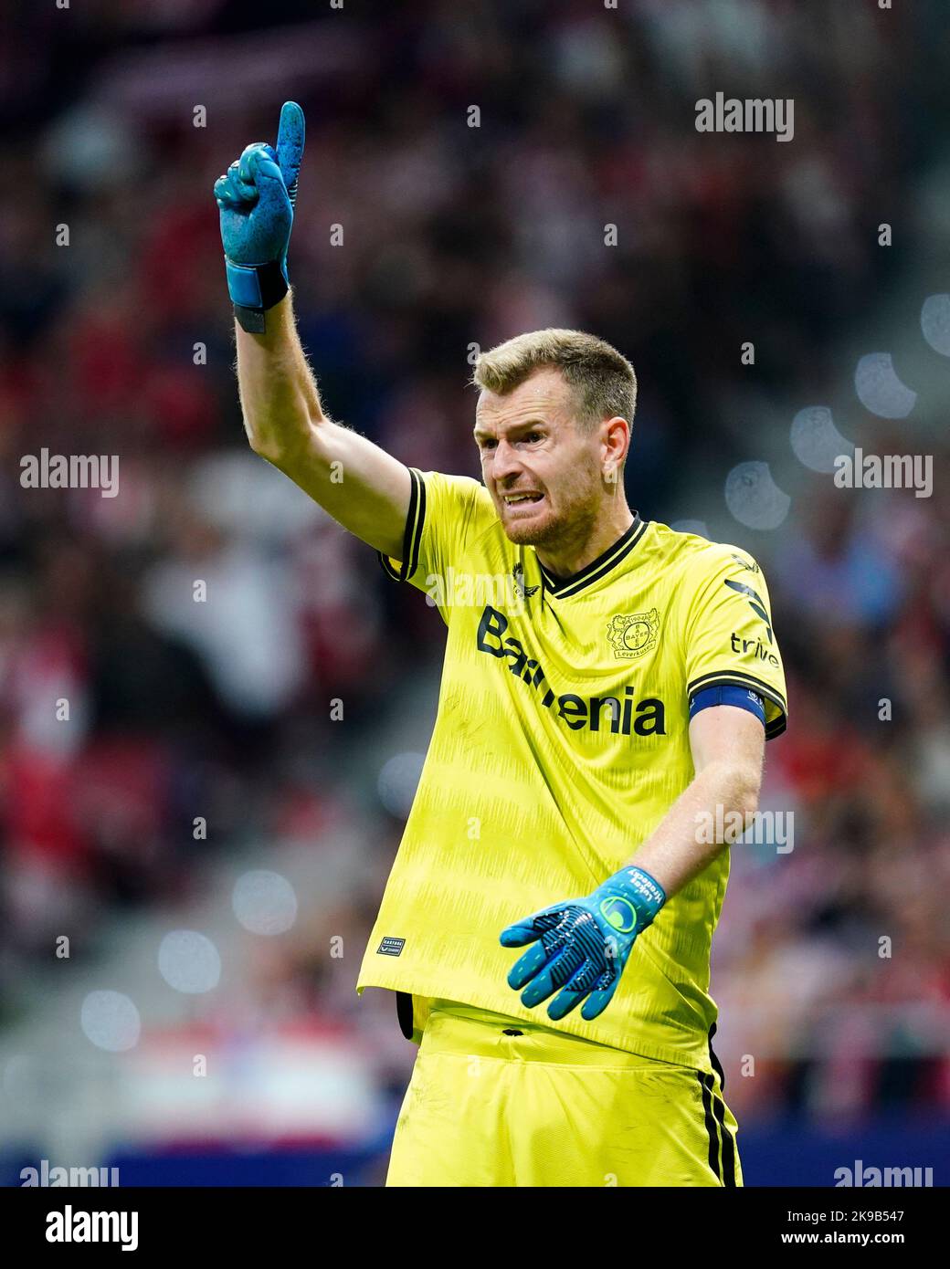 Madrid, Spain. October 26, 2022, Lukas Hradecky of Bayer 04 Leverkusen ...