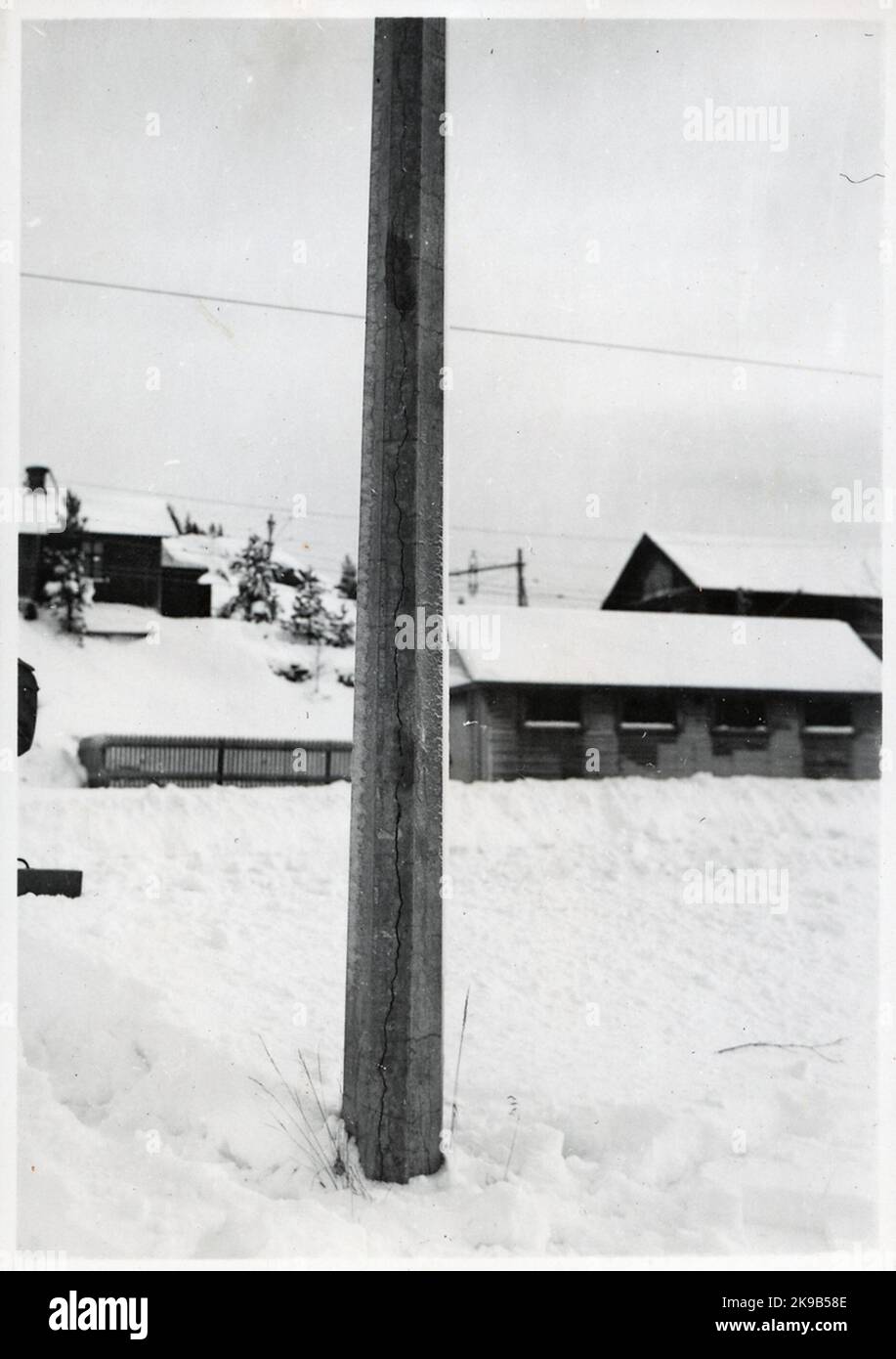 Damaged post at LKAB's power station on Svartön Stock Photo - Alamy