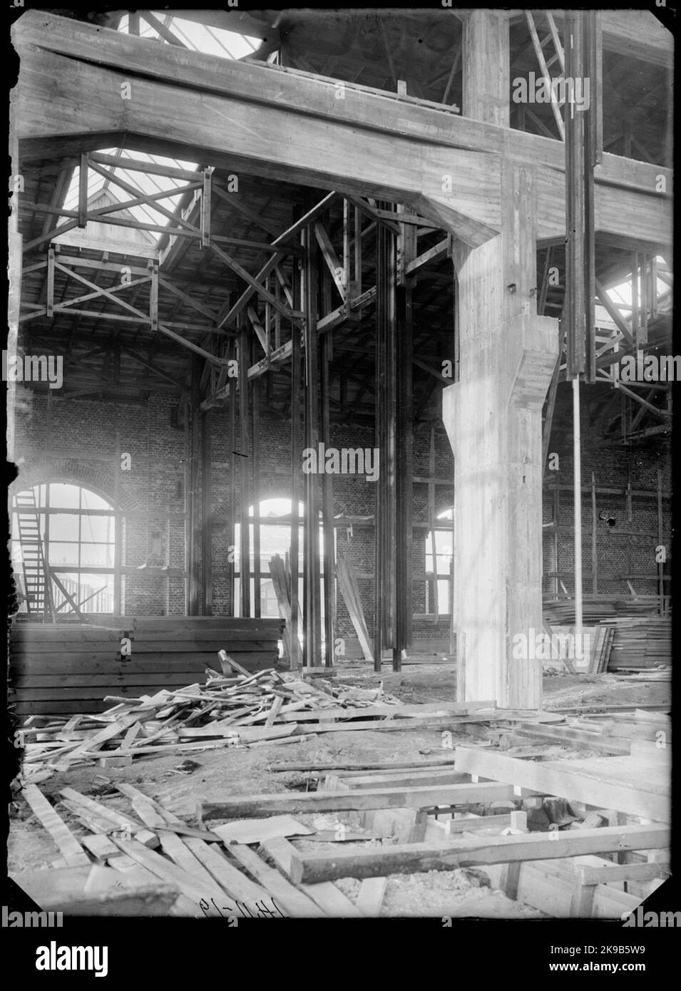 Construction of the locomotive workshop at the State Railway's railway ...