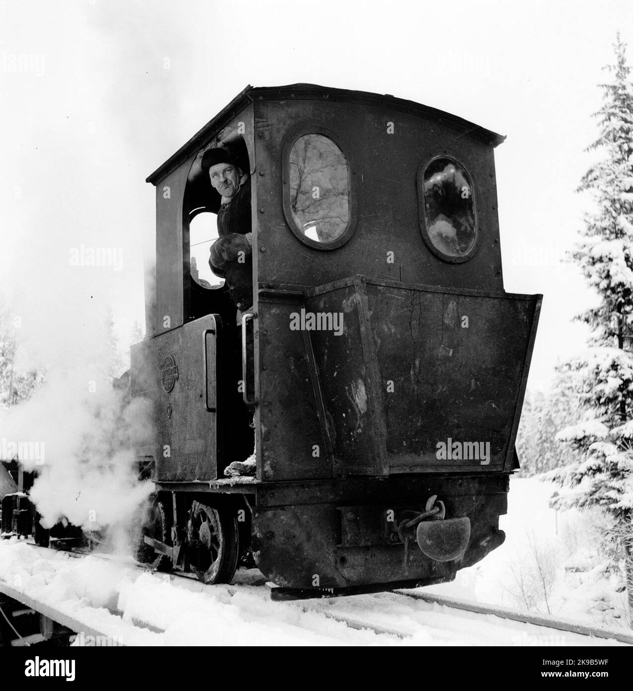 Steam locomotive at the double track building between Finnerödja-Slaxå ...