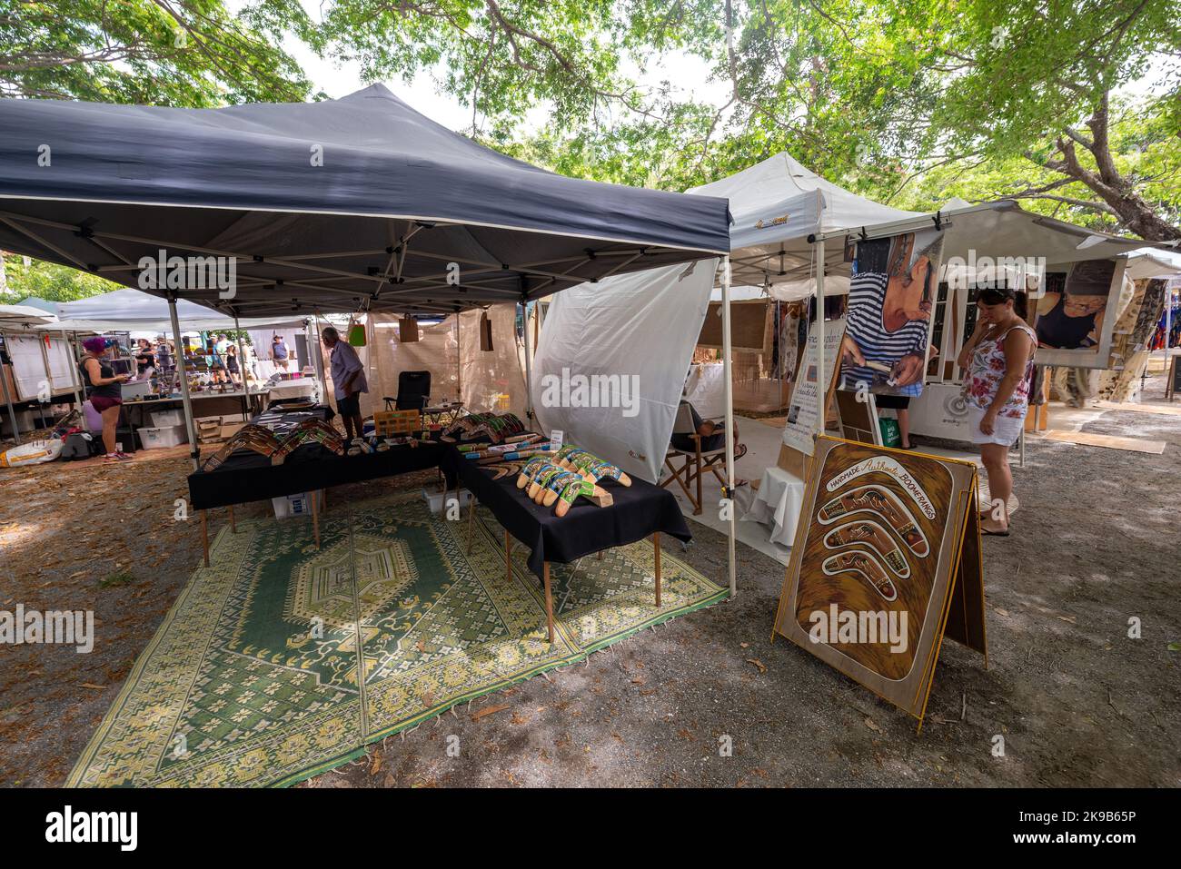 Stalls at the popular Sunday market in waterfront Market Park, Port ...