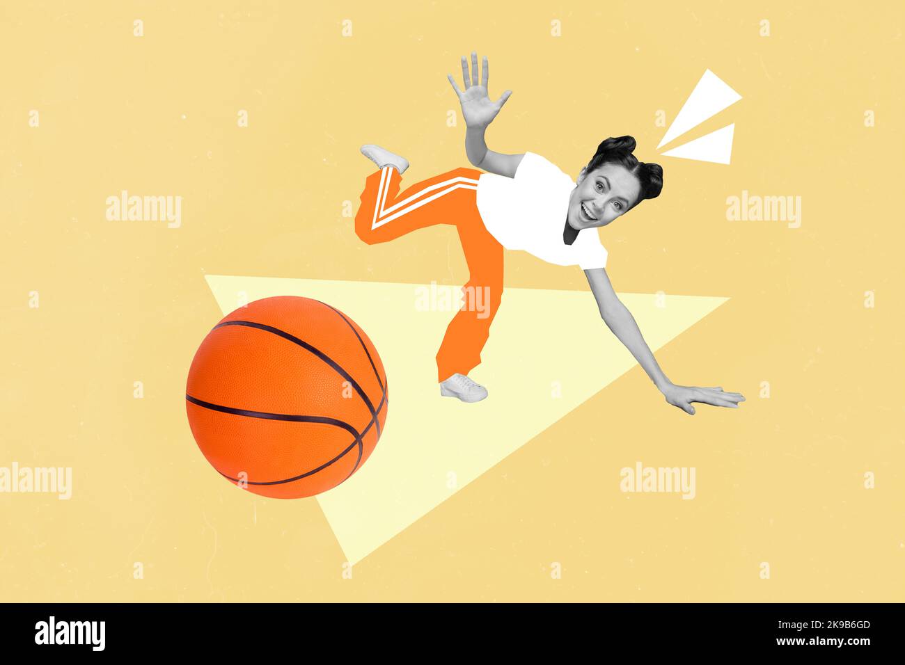 Collage photo of young excited positive girl sportswoman hobby weekend ...